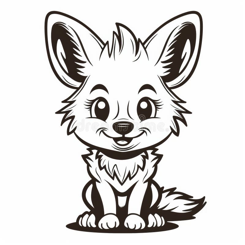 Cute Coyote Vector Logo Design Featuring Black and White Outline Stock ...