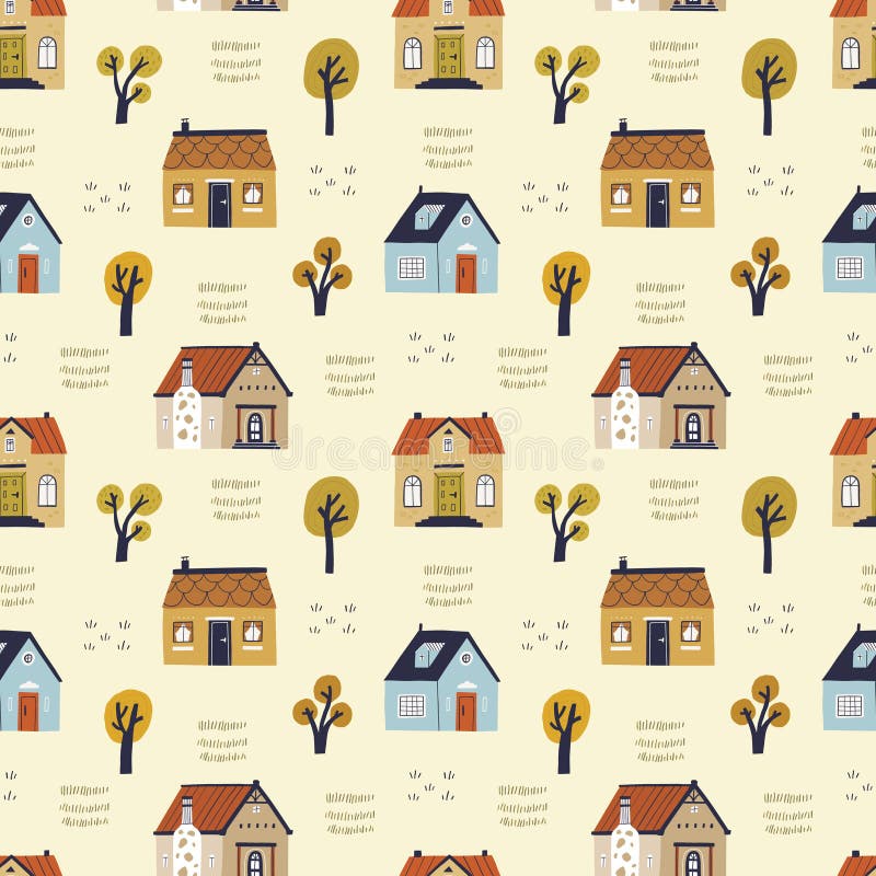 Cute and Cozy Autumn Vector Seamless Pattern. Stock Vector ...