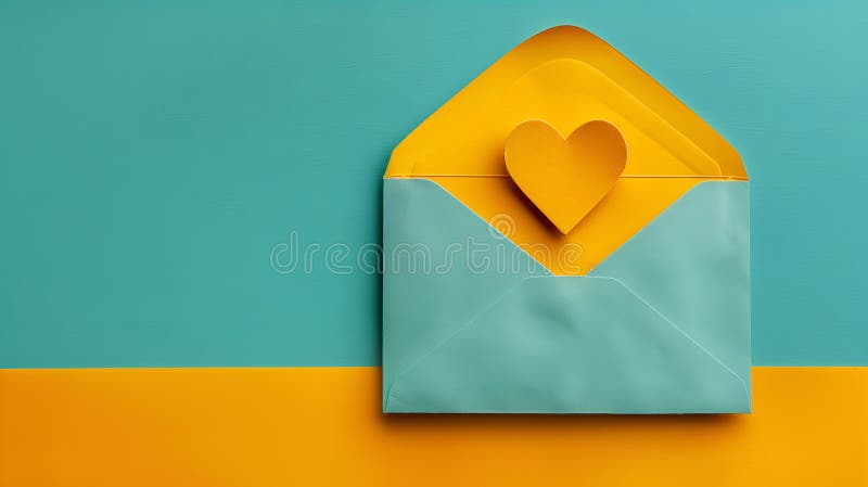 Cute Craft Paper Envelope with Heart Shape. Romantic Love Letter Stock ...