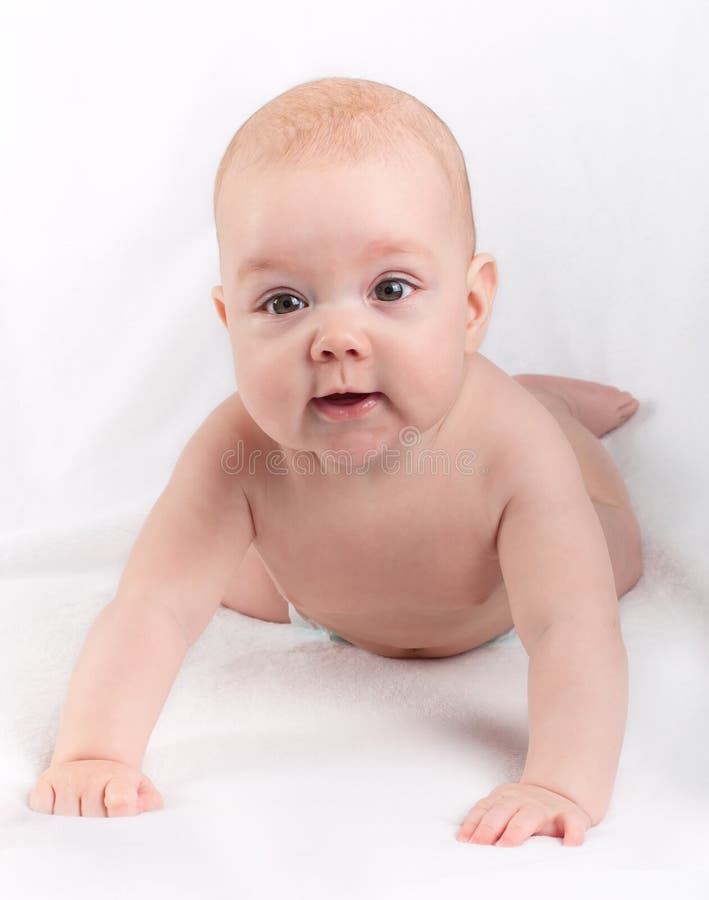 Cute crawling baby stock image. Image of innocent, head - 18322653