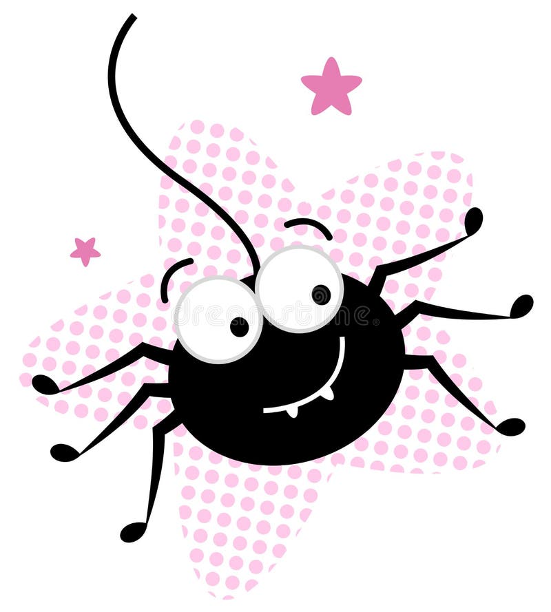 Cute Crazy Black Spider in Pink Star Stock Vector - Illustration of ...