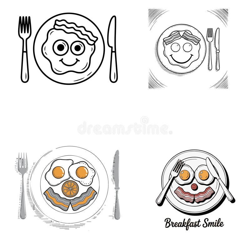 Cute and Creative Breakfast Meal Featuring Smiley Eggs and Bacon on a ...