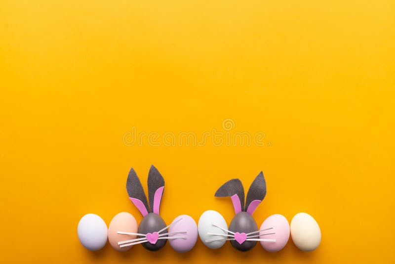 Cute Creative Photo with Easter Eggs, Some Eggs Like Easter Bunny Stock ...