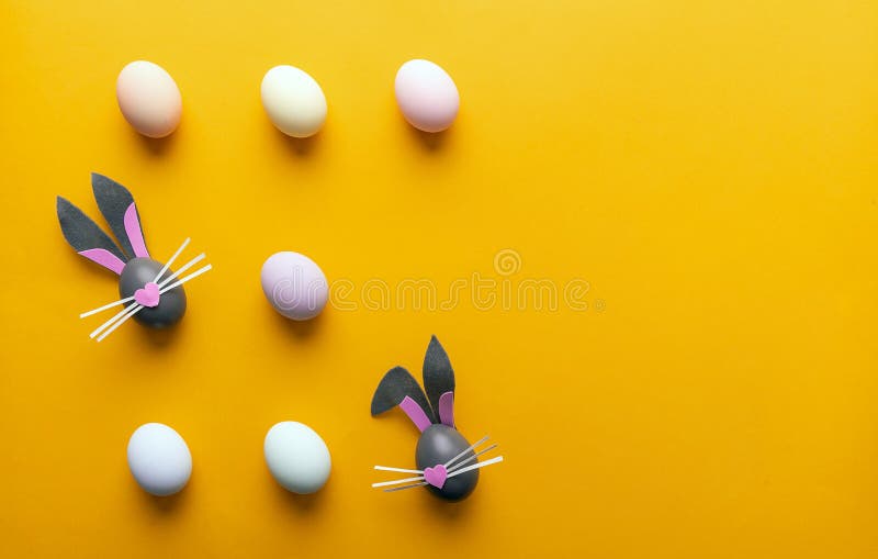 Cute Creative Photo with Easter Eggs, Some Eggs Like Easter Bunny Stock ...