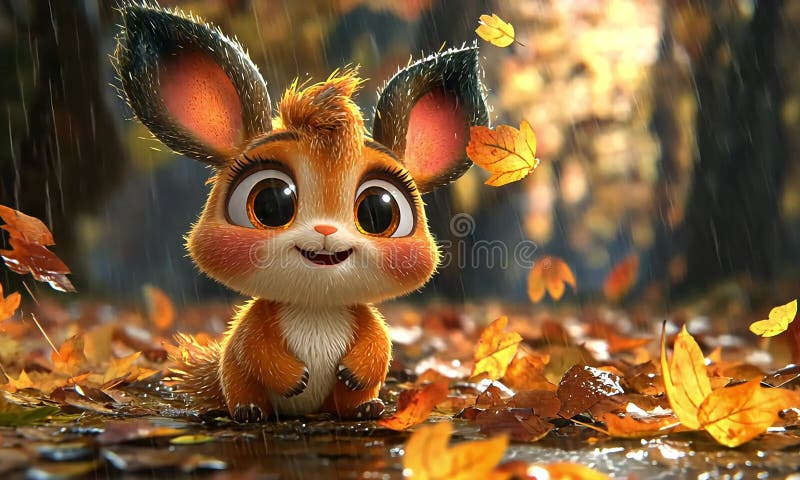 Cute Creature in Autumn Rain Stock Footage - Video of graphic, creature ...