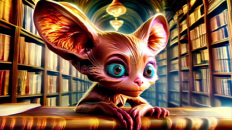 Cute Creature in a Library stock video. Video of wisdom - 336950803