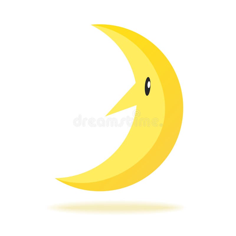 Cute Crescent. Cartoon Night Sky with Star and Sleeping Moon Character ...