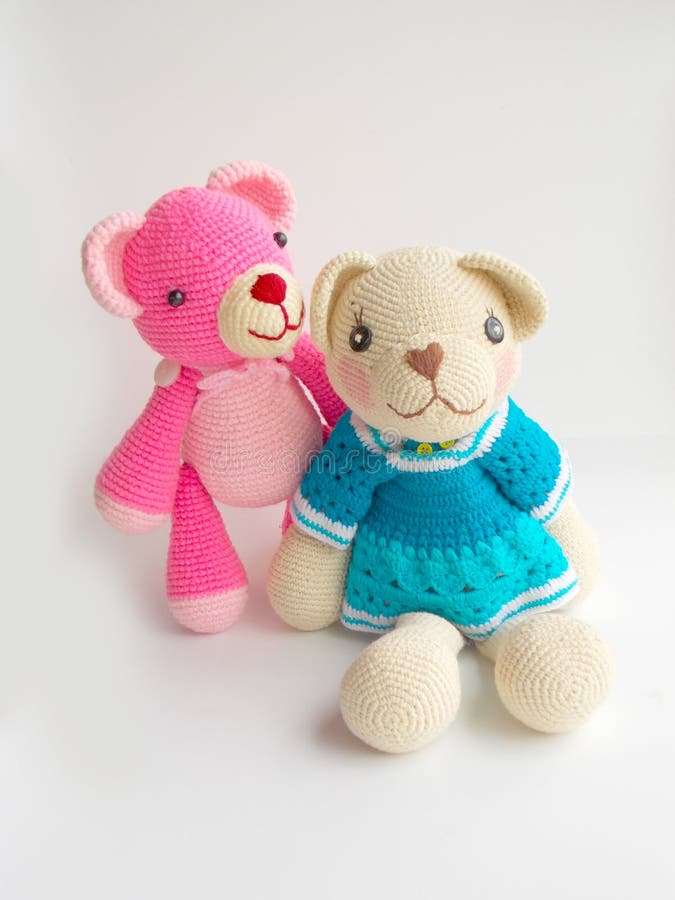 Cute Crochet Teddy Bear Doll Stock Photo - Image of white, children ...