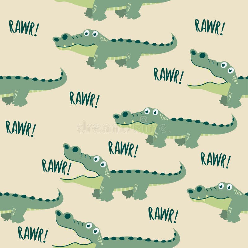 Cute Crocodile Animals Seamless Pattern Stock Vector - Illustration of ...