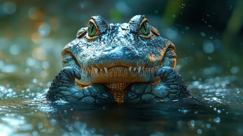 Cute Crocodile Peeking from the Water with a Playful Expression Stock ...
