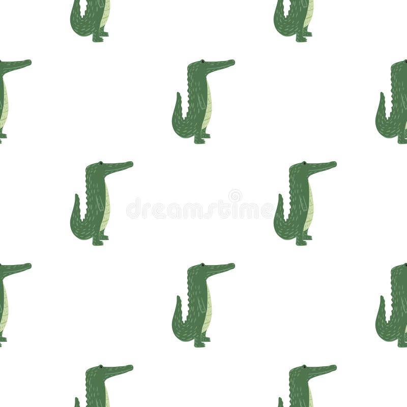 Cute Crocodile Seamless Pattern. Background with Funny Alligator in ...