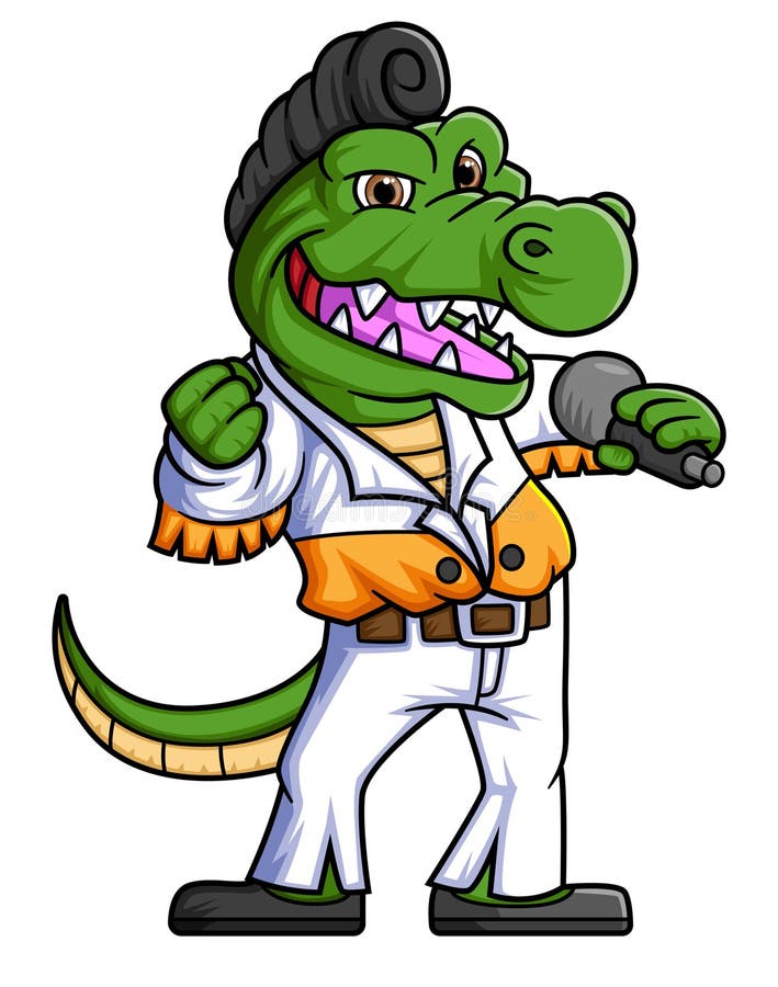 Cute Crocodile Singing Cartoon Character Stock Vector - Illustration of ...