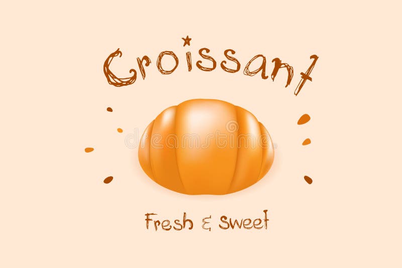 Cute Croissant with Text Earth Tone Color Style Vector Illustration on ...
