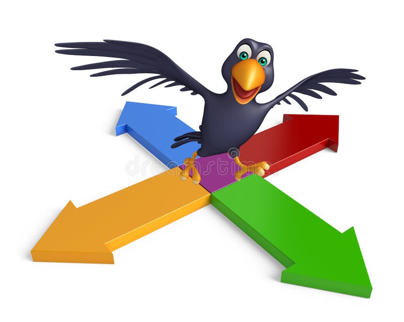 Cute Crow Cartoon Character with Arrow Stock Illustration ...