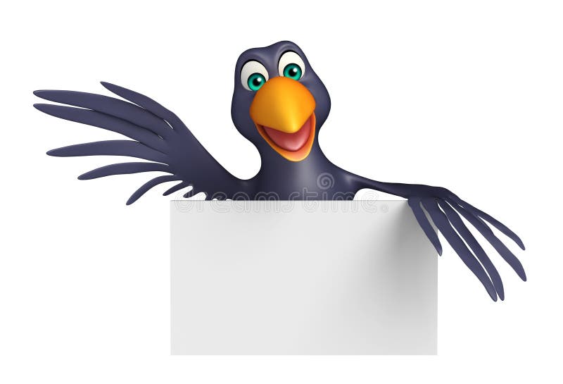 Cute Crow Cartoon Character with Board Stock Illustration ...