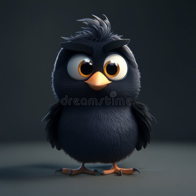 Cute Crow Character Design - a Whimsical and Adorable Bird Stock Image ...