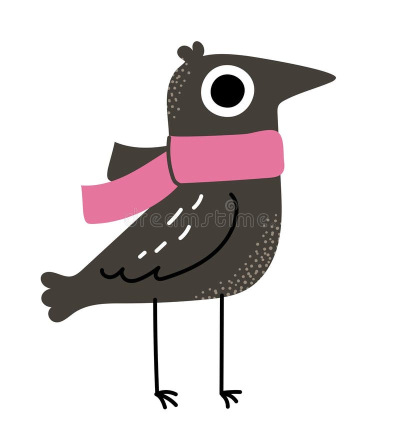 Cute Crow Character in Scarf Stock Illustration - Illustration of fall ...