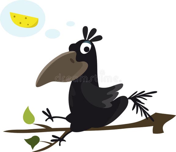 Cute Crow with Cheese Vector Image Stock Vector - Illustration of fauna ...