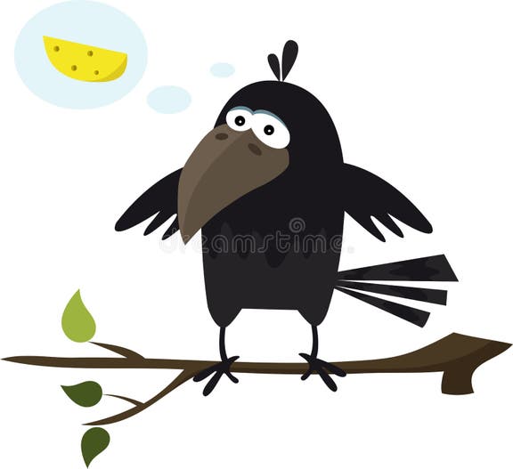 Cute Crow with Cheese Vector Image Stock Illustration - Illustration of ...