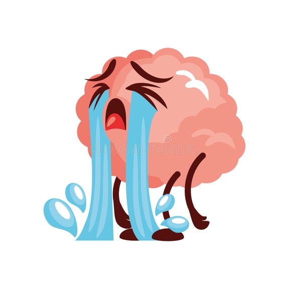 Cute Crying Brain Character Stock Vector - Illustration of brainstorm ...