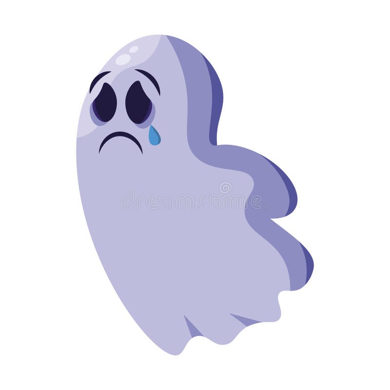 Cute Crying Halloween Ghost Character Vector Stock Vector ...