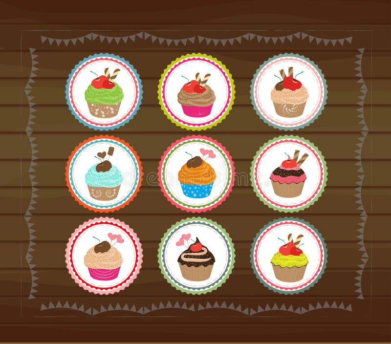 Cute cubcakes tags stock vector. Illustration of card - 43956900