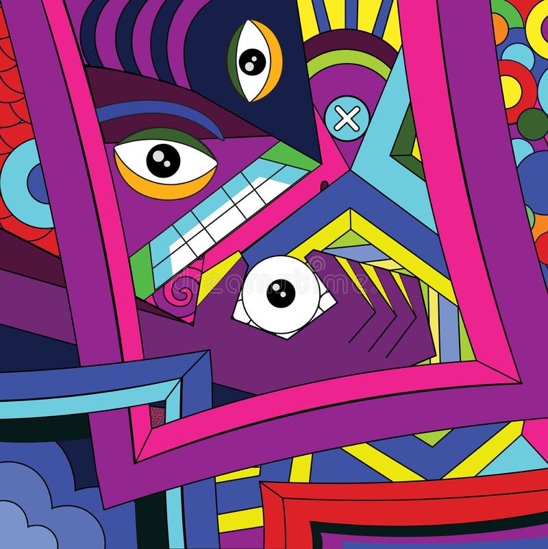 Cute cubism Illustration stock illustration. Illustration of artwork ...