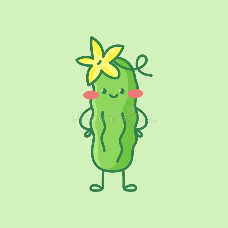 Cute Cucumber Character. Cartoon Vector Isolated Illustration Stock ...