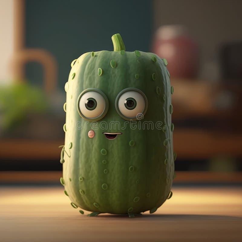 Cute cucumber character stock illustration. Illustration of unique ...