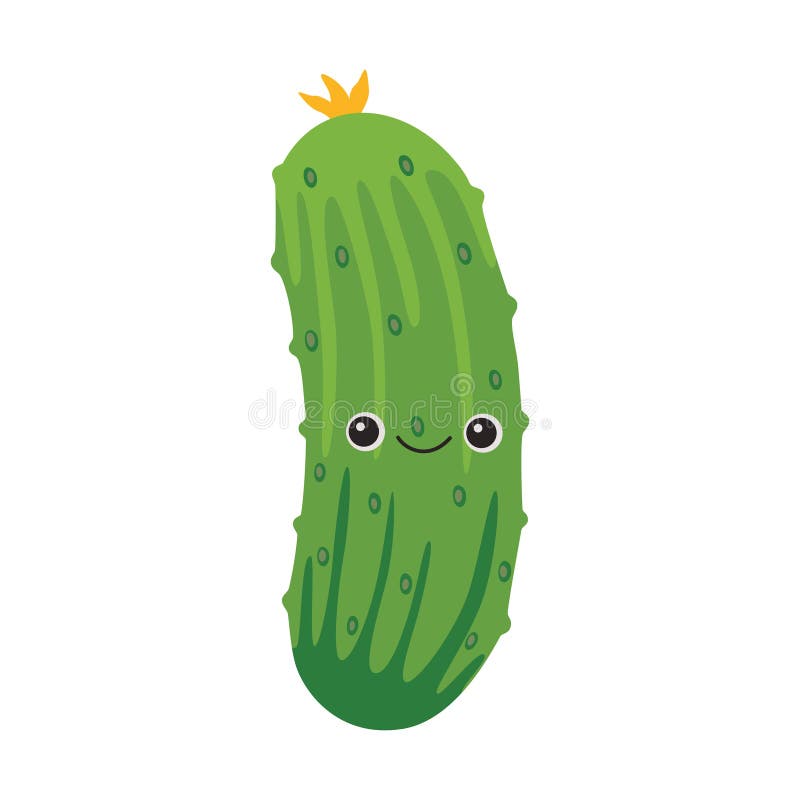 Cute Cucumber with Smiling Face Stock Illustration - Illustration of ...