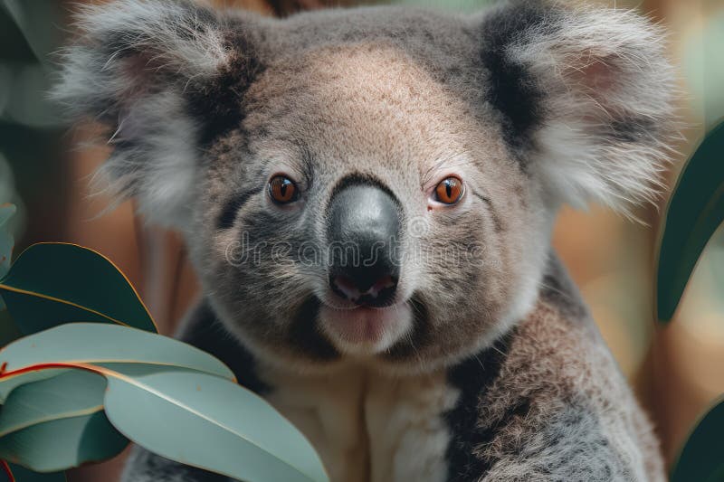 A Cute and Cuddly Koala in a Eucalyptus Tree Generative AI Stock ...