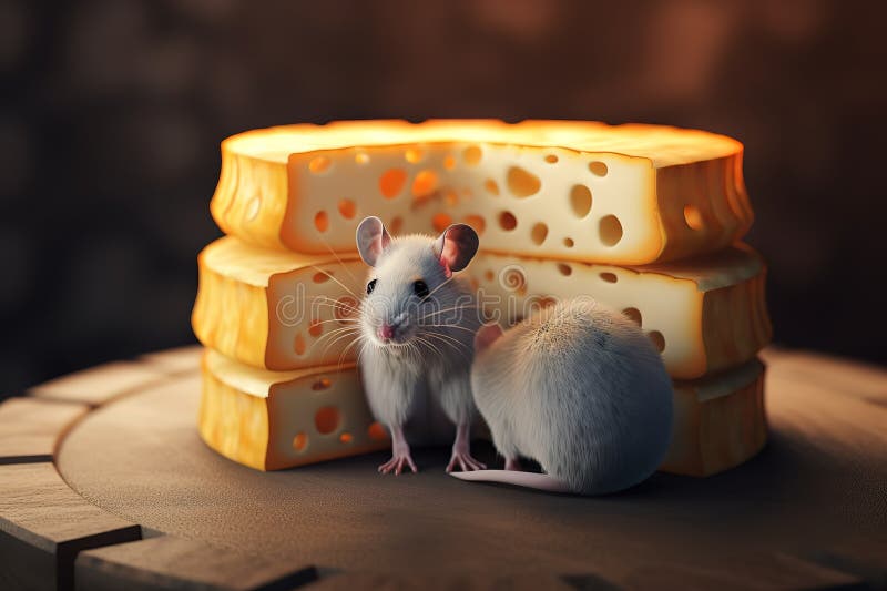 A Cute and Cuddly Mouse in a Cheese Wheel Generative AI Stock ...