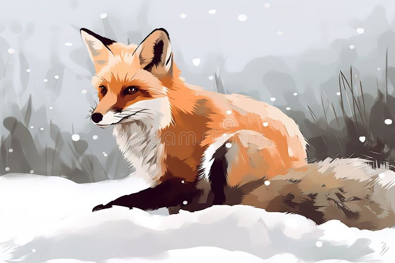 A Cute and Cuddly Red Fox Playing in the Snow, Showing Off Its Cute and ...