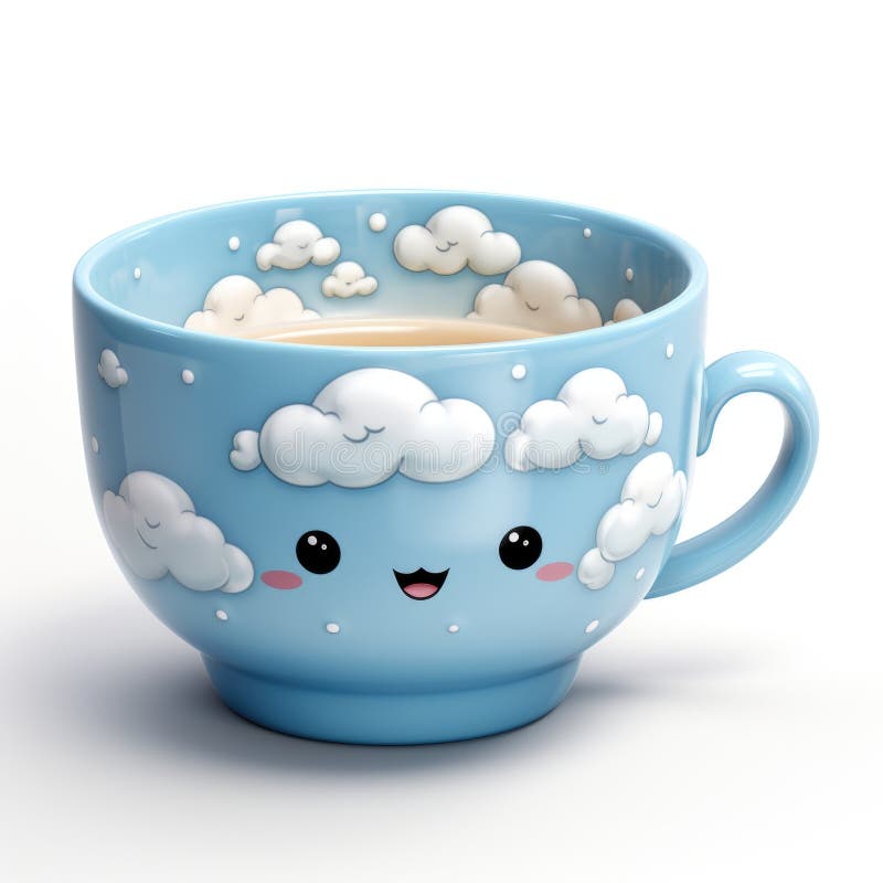 A Cute Cup of Coffee with Clouds on it, Blue Monday Stock Illustration ...