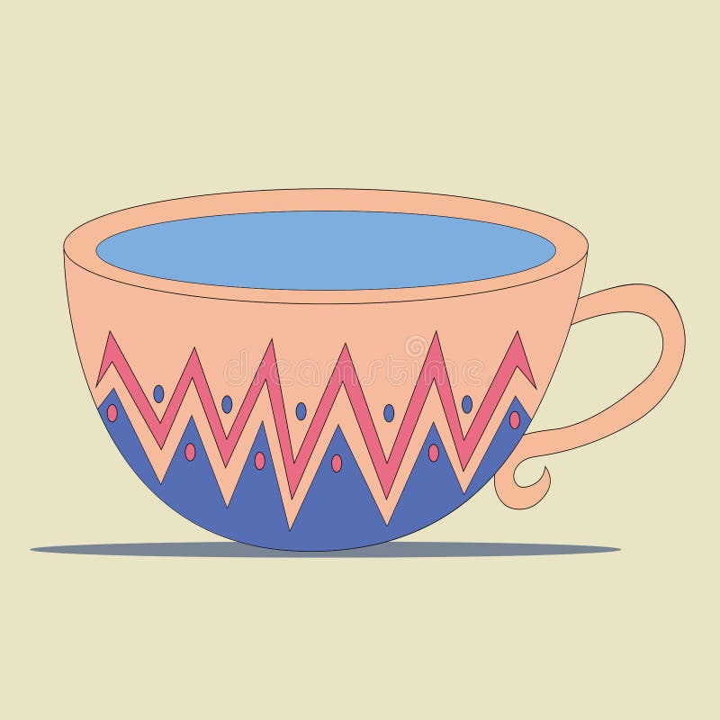 Cute Cup with Geometric Pattern in Pastel Colors. Tea Break. a Cup of ...