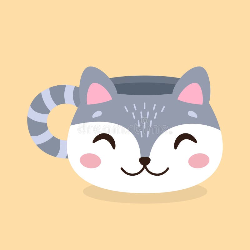 Cute Cup in the Shape of Cat S Head. Vector Illustration Stock ...