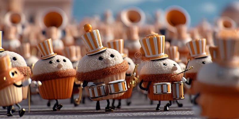 Cute Cupcake Parade Fun Animated Images Stock Illustration ...