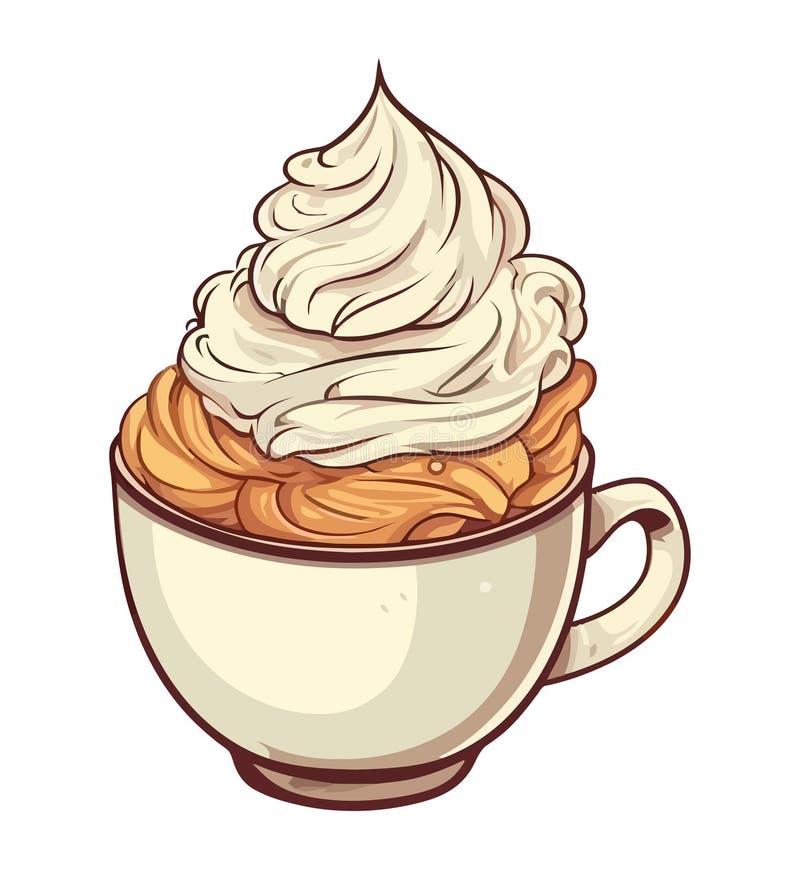 Cute Cupcake with Whipped Cream and Chocolate Icing Stock Vector ...