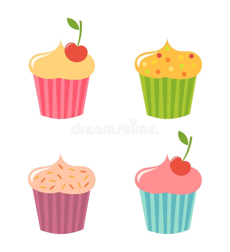 Cupcakes icons set stock vector. Illustration of label - 100650250