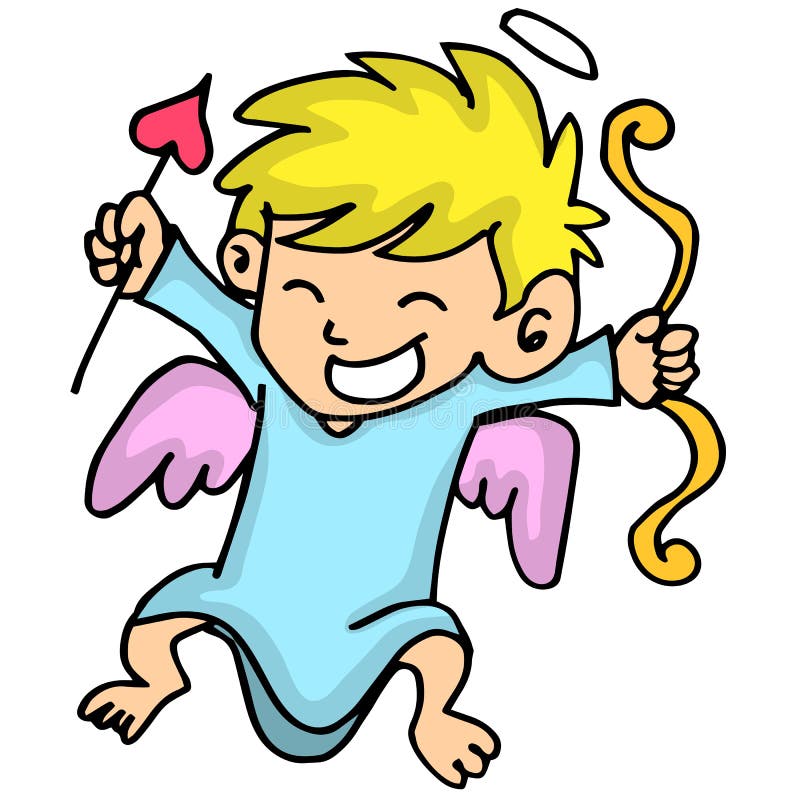 Cute Cupid with Arrow Cartoon Stock Vector - Illustration of cartoon ...