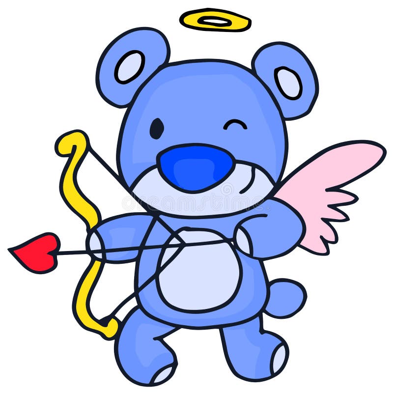 Cute Cupid Bear Cartoon Vector Stock Vector - Illustration of smiling ...