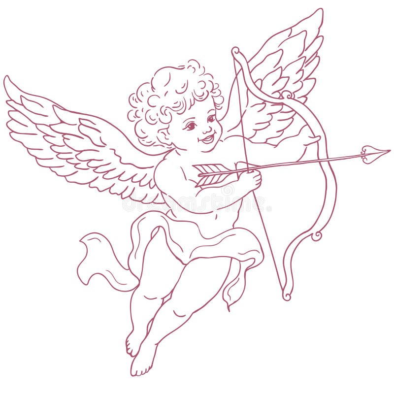 Cute Cupid Illustration on the White Background. Stock Illustration ...