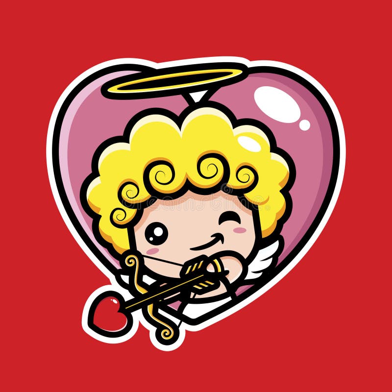 Cute Cupid Characters with Love Arrows Stock Vector - Illustration of ...