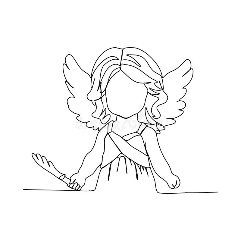 Cute Cupid One Line Drawing Vector Illustration Stock Vector ...