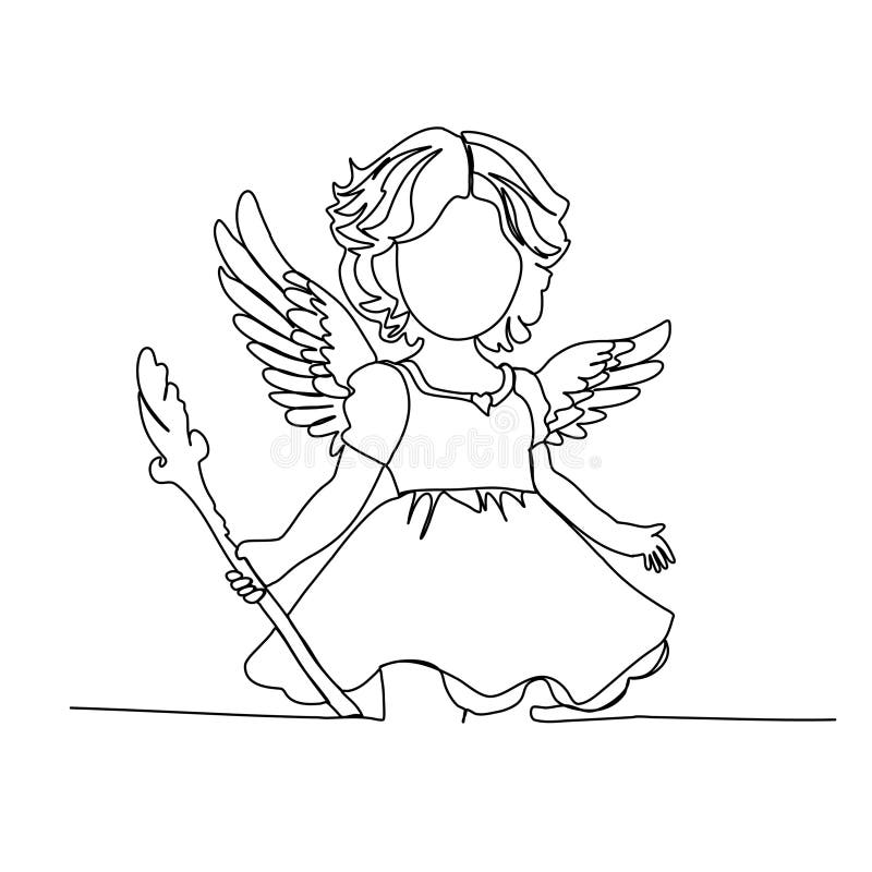Cute Cupid One Line Drawing Vector Illustration Stock Vector ...