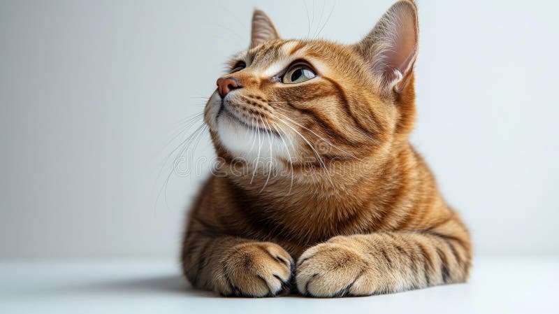 Cute Cat Looking Up with Curiosity and Playfulness Stock Illustration ...