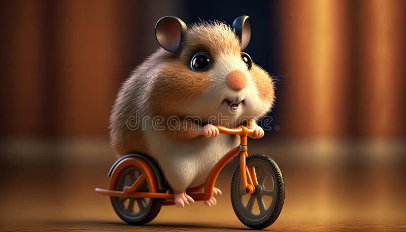 Cute 3d Animal Hamster Riding Bicycle Made with Generative AI Stock ...