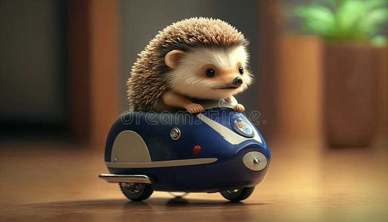 Cute 3d Animal Hedgehog Riding Bicycle Made with Generative AI Stock ...
