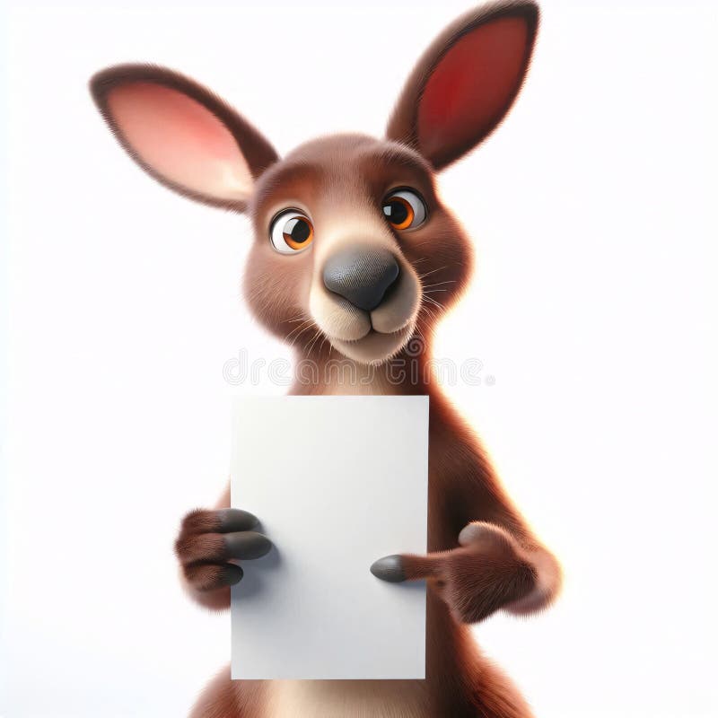 Cute 3d Animals Holding Up an Empty White Sign, All Isolated on a White ...