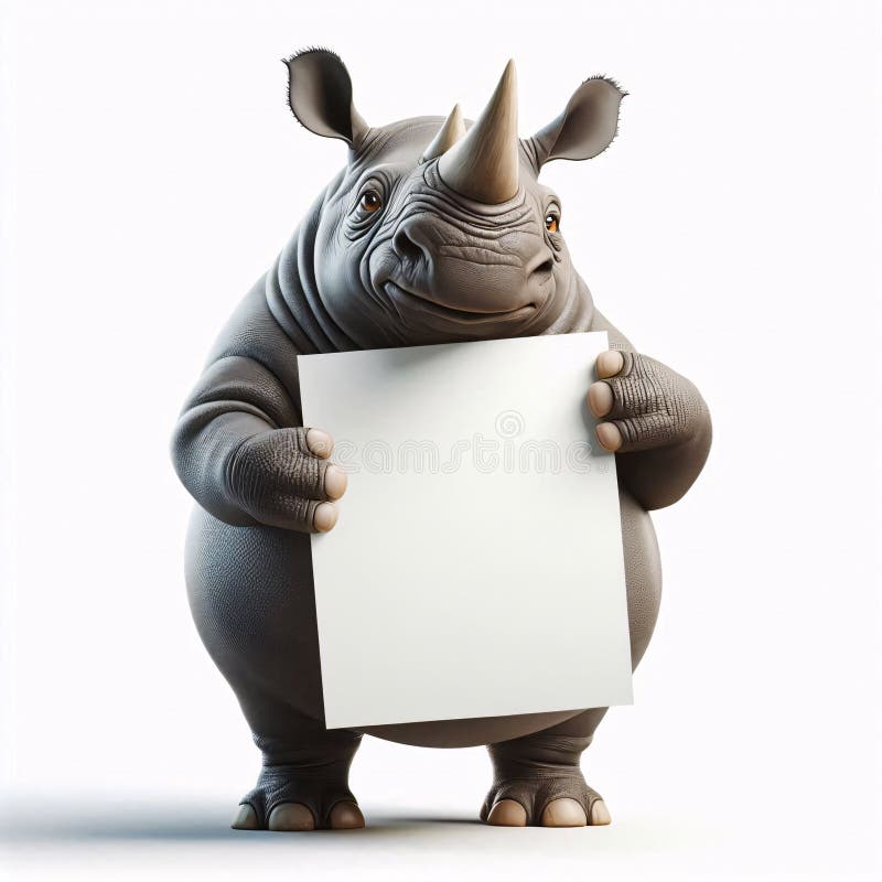 Cute 3d Animals Holding Up an Empty White Sign, All Isolated on a White ...